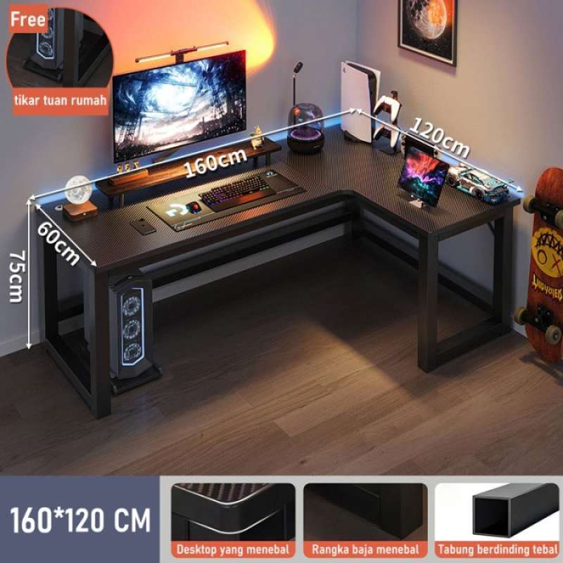 Jual Kuca Meja Gaming Karbon Serat Meja Gaming Meja Komputer Minimalis ...