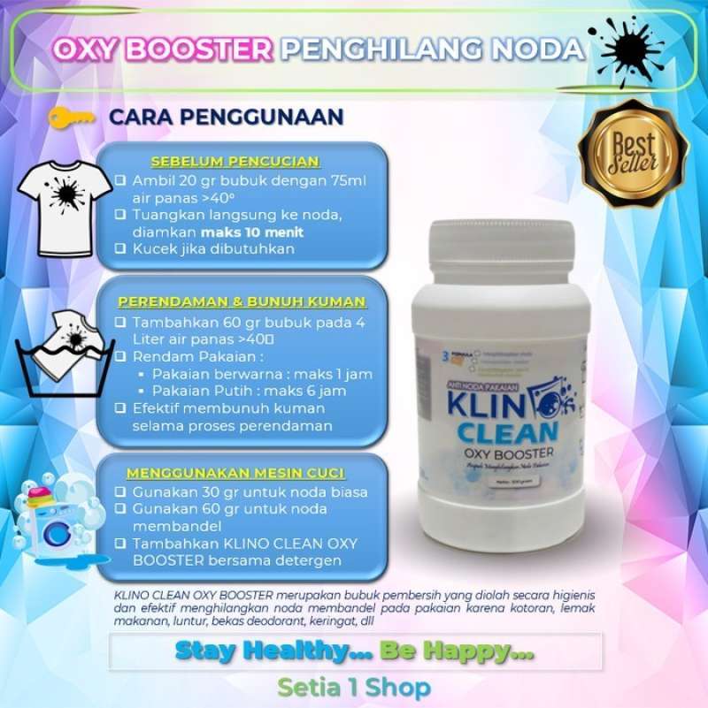 Promo Pencerah Warna Klino Care Pakaian Oxy Booster 500gram Anti Noda ...