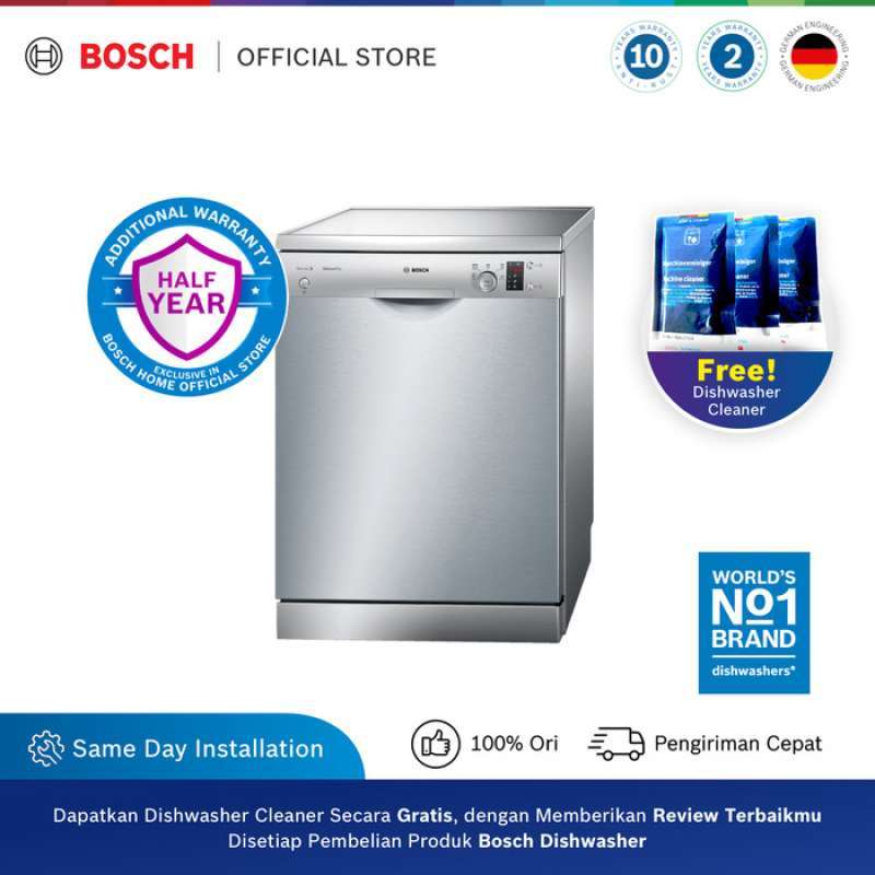 Promo Bosch Sms25ai00v Free-standing Dishwasher 60cm Seri 2 Silver Inox ...