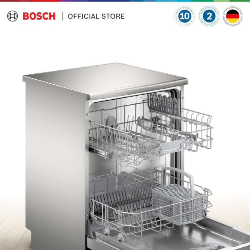 Promo Bosch Sms25ai00v Free-standing Dishwasher 60cm Seri 2 Silver Inox ...
