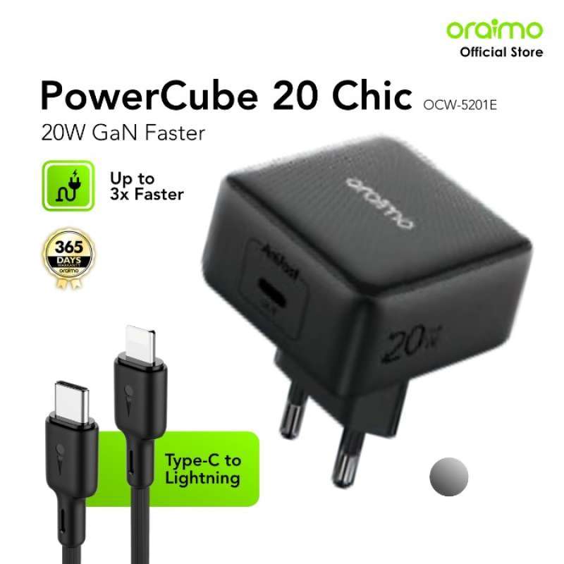 Jual Oraimo Charger Powercube 20 Chic Ocw-5201e Single Port Type-c 20w Fast Charging Quick ...