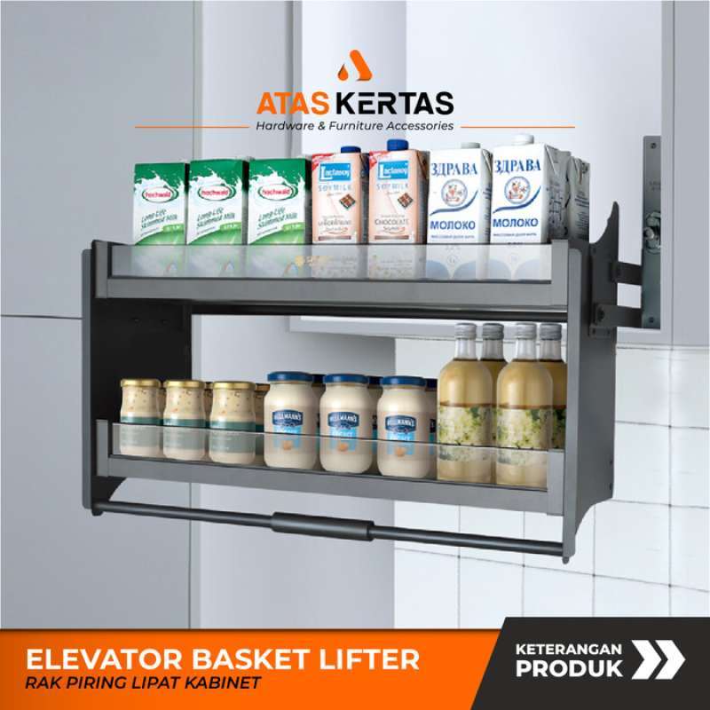 Promo New Rak Piring Tarik Elevator Dish Rack Pull Down Aluminium Adjustable Terbaik Diskon 3% ...