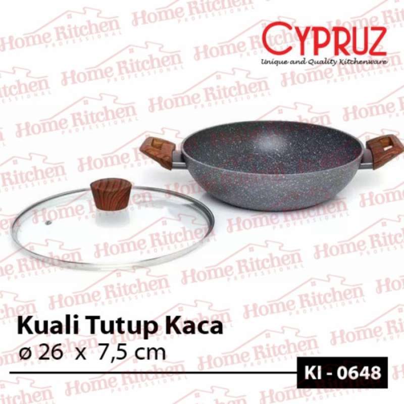 Promo Kuali Tutup Kaca Cyprus Ki0648 Marble Frywok Induksi Panci ...