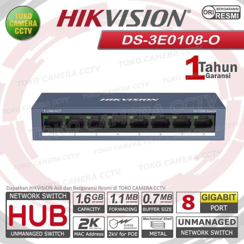 Jual Switch Hub Hikvision Ds-3e0108-o 8 Port Fast Ethernet Switch Di ...