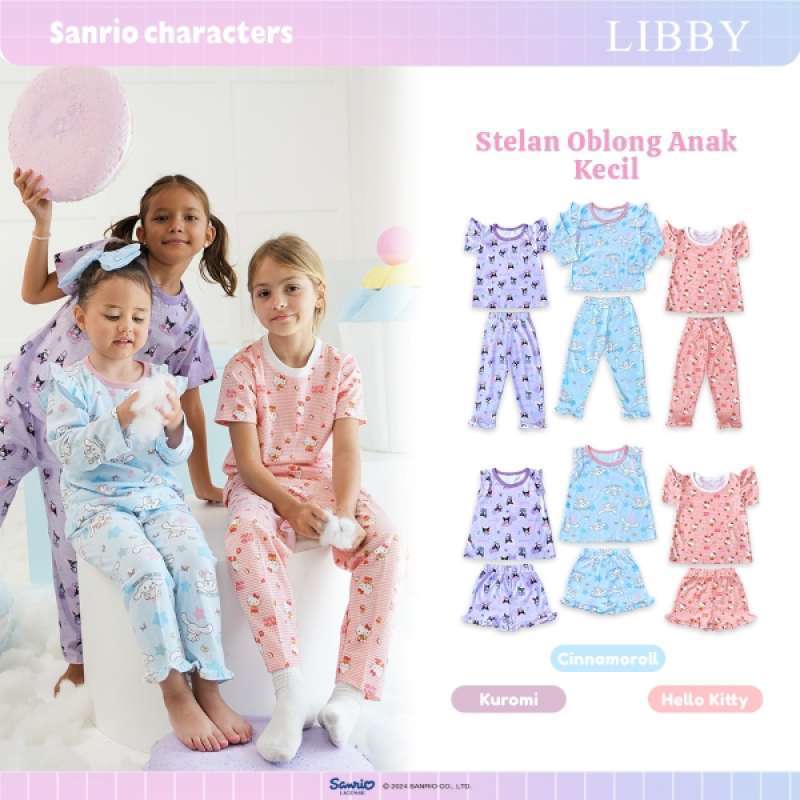 Jual Libby Sanrio Setelan Piyama Oblong Anak Perempuan Kuromi Cinnamoroll Hello Kitty (1 Stel ...