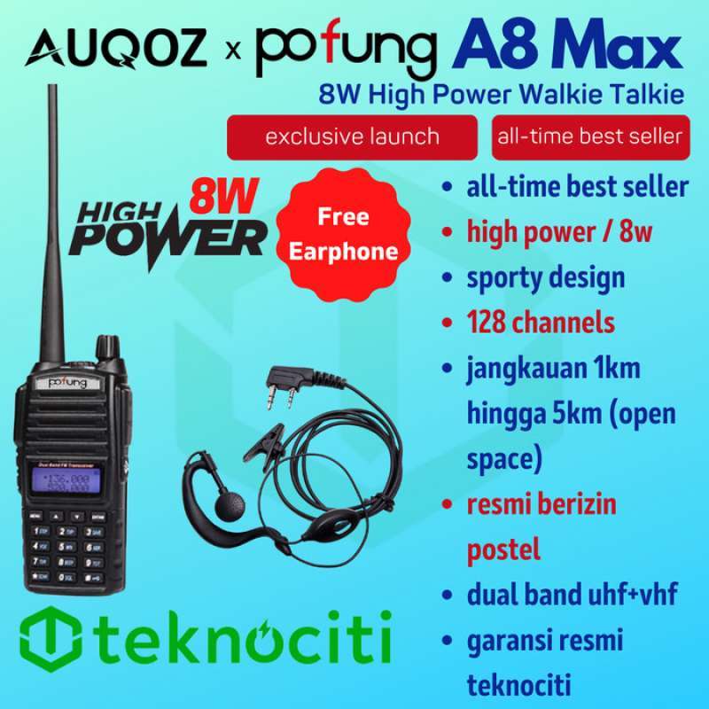 Jual Auqoz X Pofung A8 Max Walkie Talkie - Ht Uhf Vhf By Uv82 8w High Power Di Seller Circlet ...