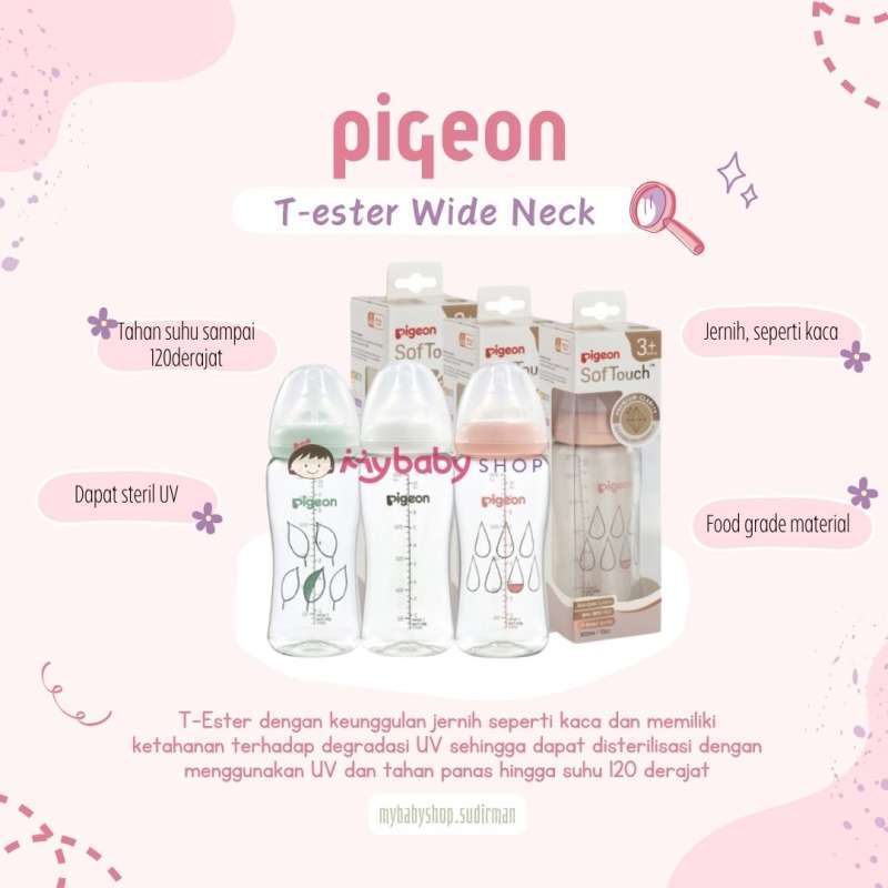 Jual Pigeon Botol T-ester Wide Neck 300ml / P-plus Nipple - Botol Susu Anak Bayi- Botol Susu ...