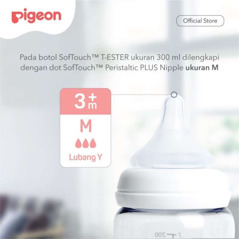 Jual Pigeon Botol T-ester Wide Neck 300ml / P-plus Nipple - Botol Susu Anak Bayi- Botol Susu ...