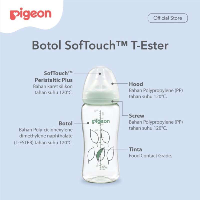 Jual Pigeon Botol T-ester Wide Neck 300ml / P-plus Nipple - Botol Susu Anak Bayi- Botol Susu ...
