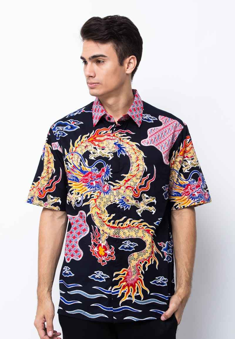 Jual Batik Pradawita Naga Hitam Lengan Pendek - S Di Seller Wd_store ...
