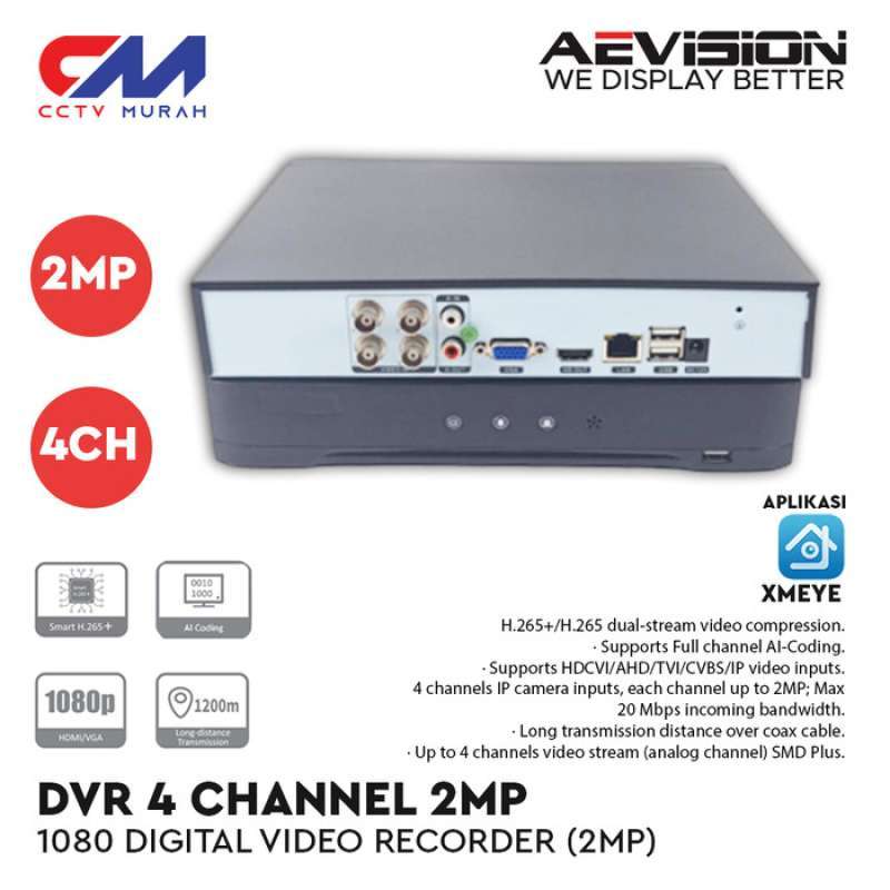 Promo Dvr 4ch Xmeye 2mp H265 Full Hd/dvr 4 Resolusi 1080p Xmeye Diskon ...