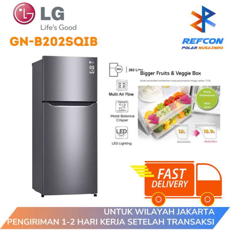 Promo Lg Gn-b202sqib Kulkas 2 Pintu 202 L Linear Cooling Diskon 23% Di ...