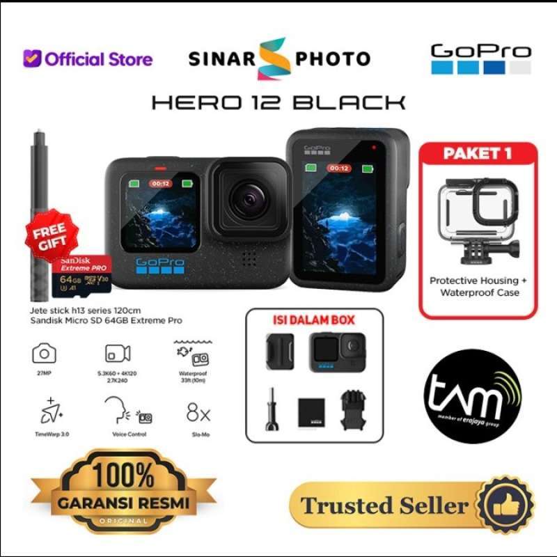 Jual Gopro Hero 12 Black Action Camera Gopro 12 - Gopro Hero12 Garansiresmi - Hero 12 Basic Di ...