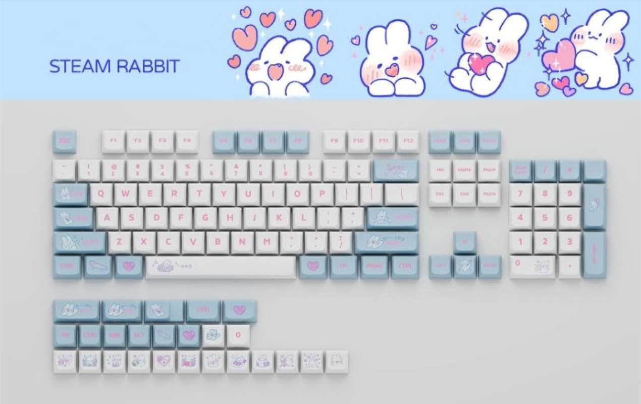 Promo Keycaps Pbt Rabbit Blue Xda File Sublim Mechanical Keyboard ...