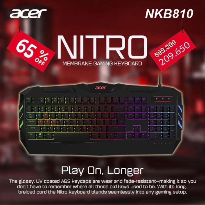 Jual Acer Nitro Gaming Keyboard Nkb810 Antighosting Rainbow Color ...