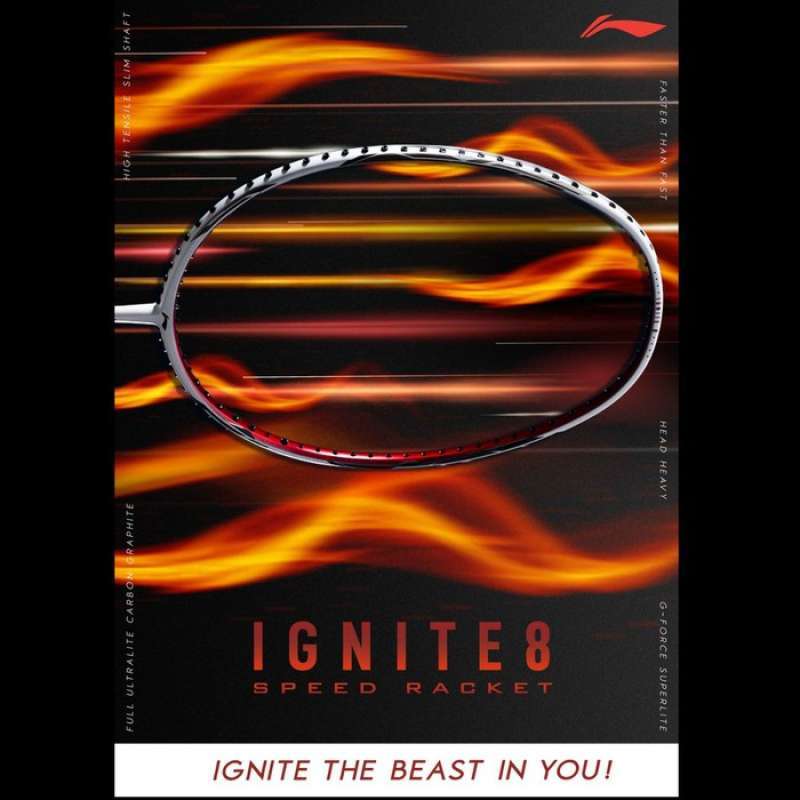Promo New Full Set Raket Badminton Lining Ignite 8 Pearl White / Fire Red Diskon 23% Di Seller ...
