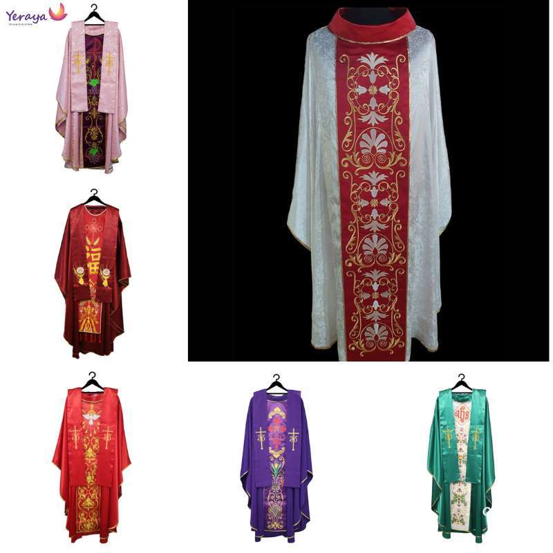 Jual Kasula Imam Roh Kudus Merah Ukir Bunga Salib Ihs Imlek Merah St ...