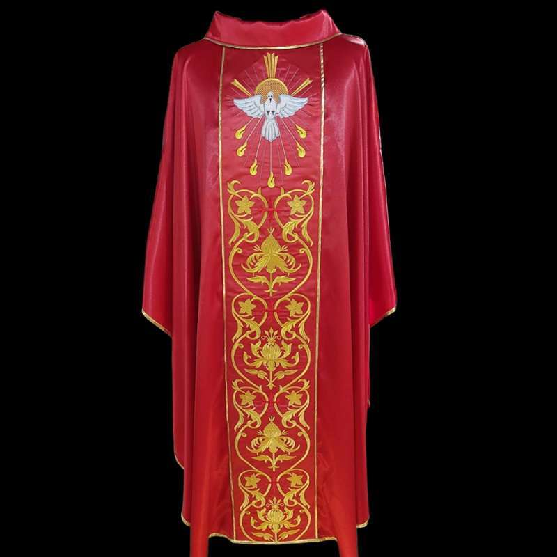 Jual Kasula Imam Roh Kudus Merah Ukir Bunga Salib Ihs Imlek Merah St ...