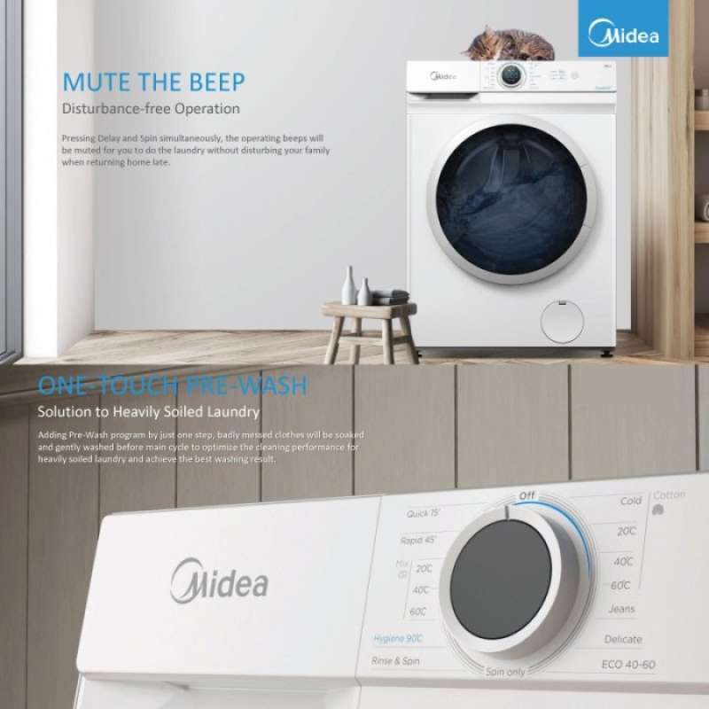 Promo Midea Mesin Cuci Front Loading Kapasitas 7,5 Kg Model Mf100w75 ...