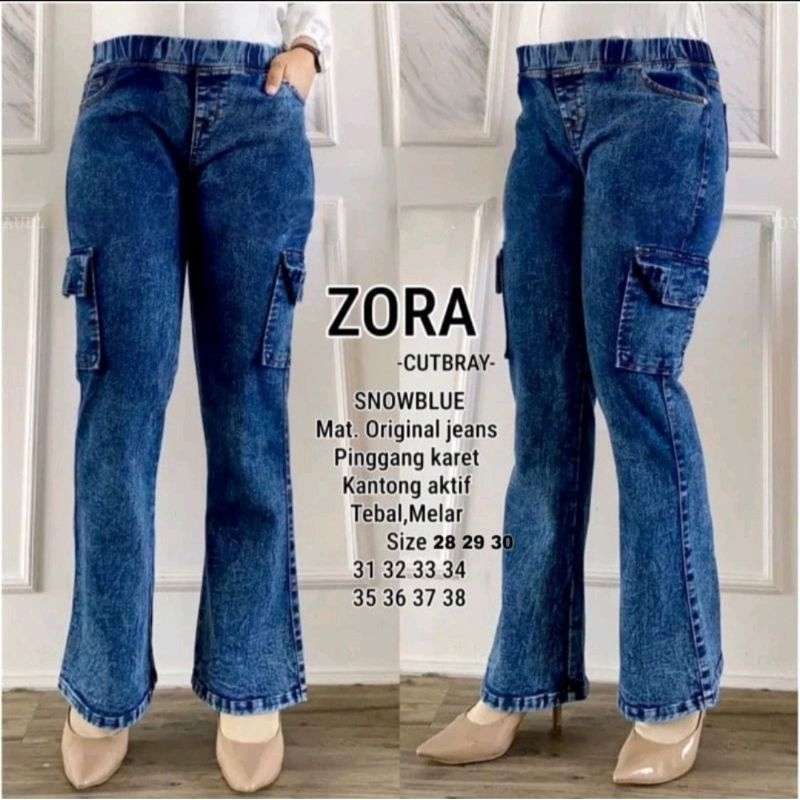 Promo Celana Cutbray Cargo Jeans Wanita Pinggang Full Karet Viral. - 31 ...