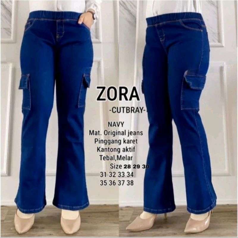 Promo Celana Cutbray Cargo Jeans Wanita Pinggang Full Karet Viral. - 31 ...