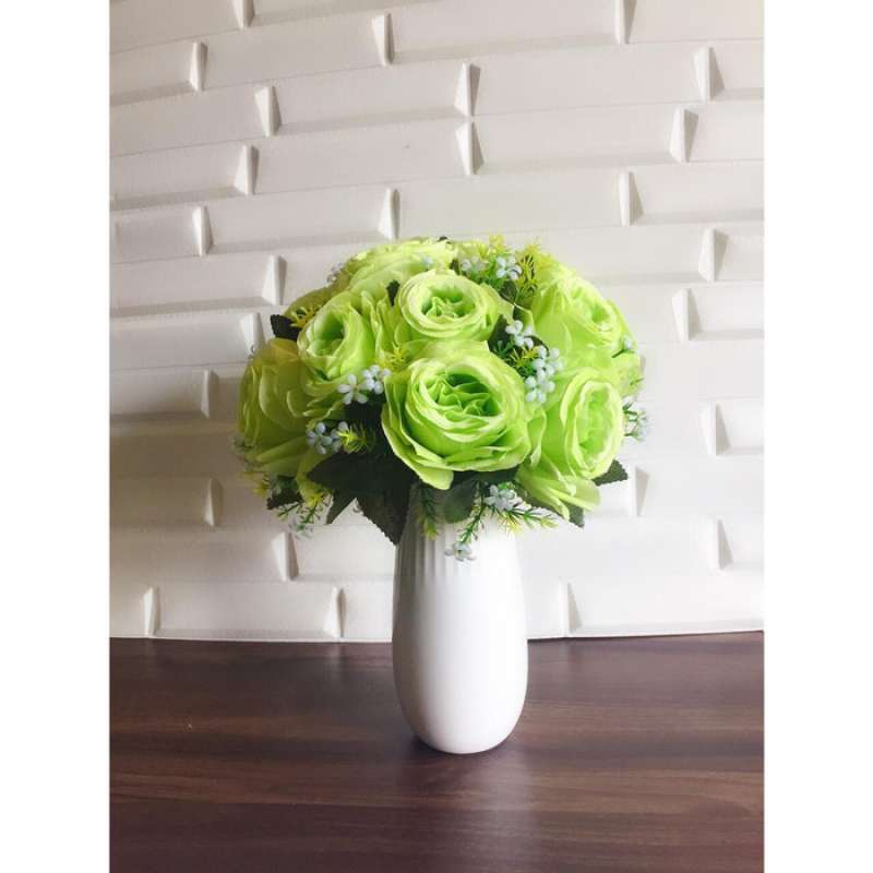 Promo Buket Bunga Artificial Plastik Mawar Plus Vas Keramik Sale Diskon ...