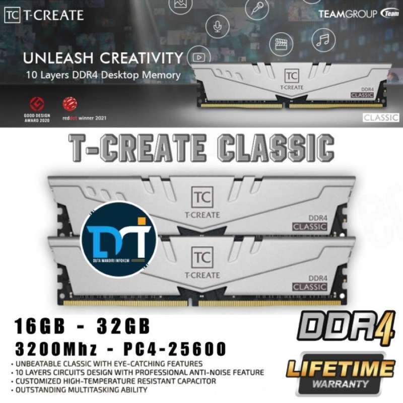 Promo Team T Create Classic Ddr4 16gb 32gb 64gb Pc25600 3200mhz - Dual ...