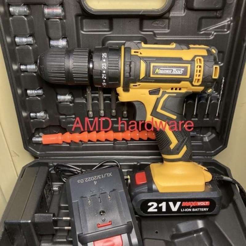 Jual Mesin Bor Beton Tembok Cordless Impact Drill Set 13mm Baterai 36v ...