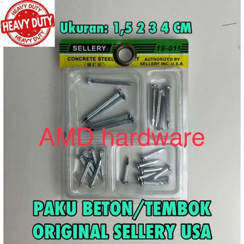Jual Paku Beton Kayu Tembok Besi Baja Set 7oz Nail Kit 1 2 3 4 5 Cm ...