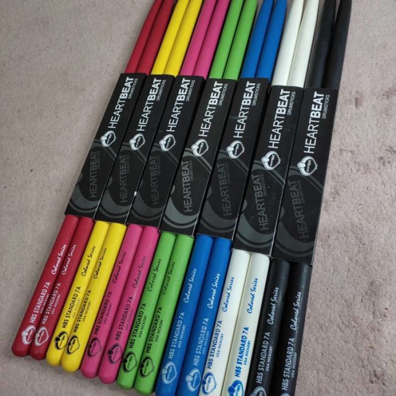 Jual Drum Stick Heartbeat Color Series 7a Round Tip Stik Drum - Putih ...