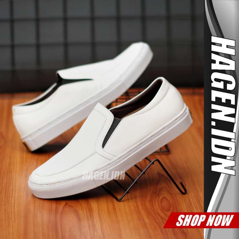 Promo Faster Sepatu Casual Slip On Pria Kulit Asli Simple Original Semi ...