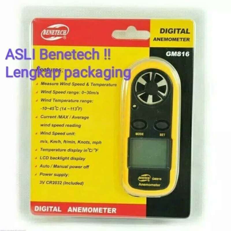 Promo Digital Anemometer Pengukur Alat Ukur Kecepatan Angin Benetech Gm816 Diskon 23% Di Seller ...
