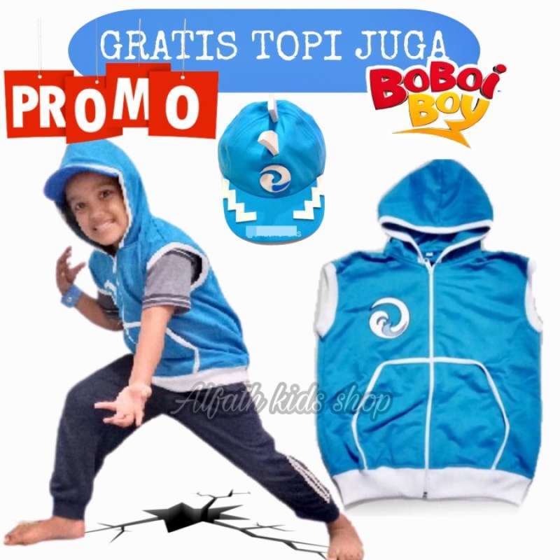 Jual Kostum Boboiboy Air Set Topi Dan Rompi / Jaket Boboiboy Anak Free ...