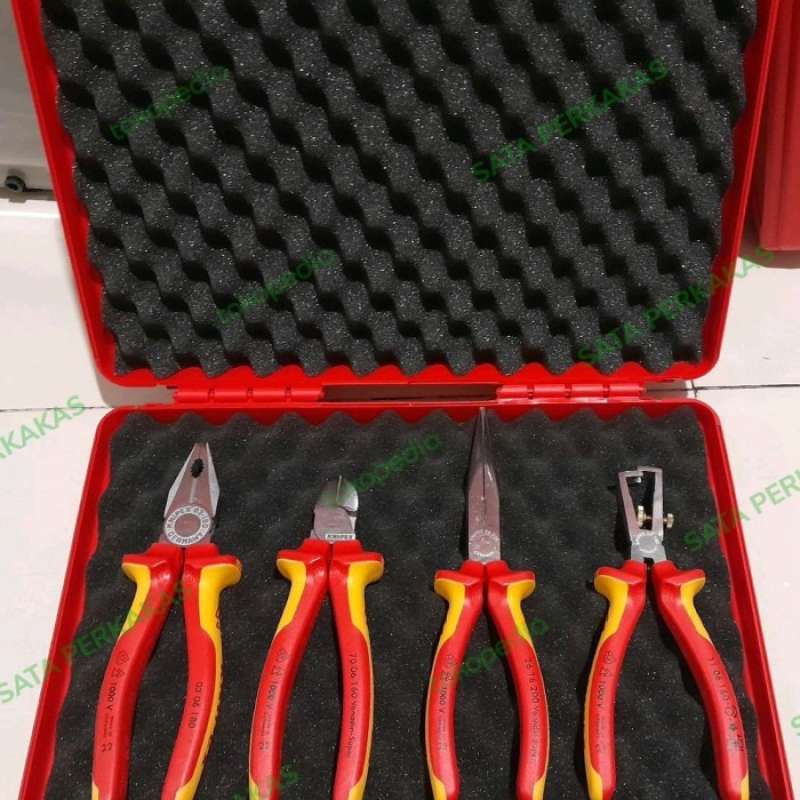 Promo Tang Listrik Vde 00 20 15 Knipex Toolkit Red Electro Set Isi 4 ...