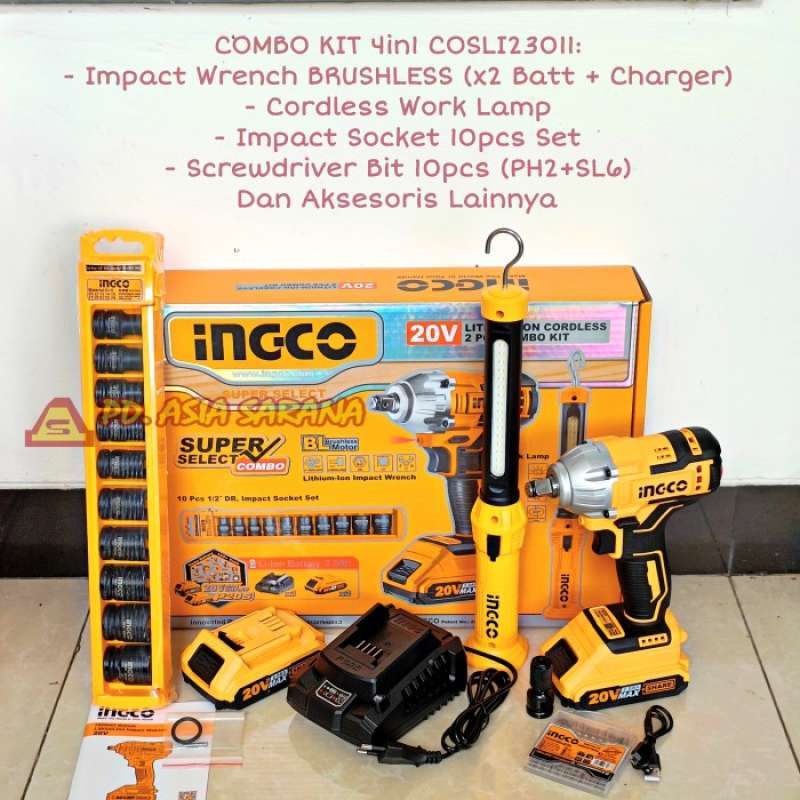 Promo Promo- Combo Cordless Impact Wrench Brushless Lamp Socket Ingco ...