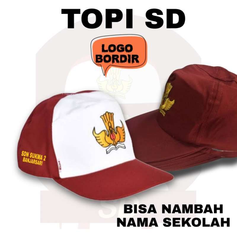 Jual Topi Sd Merah Dan Merah Putih Plus Nama Sekolah - Merah Putih Di ...