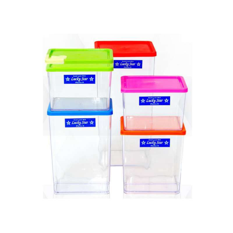 Promo Lucky Star Food Container Toples Bening Set 5 Dengan Takaran ...