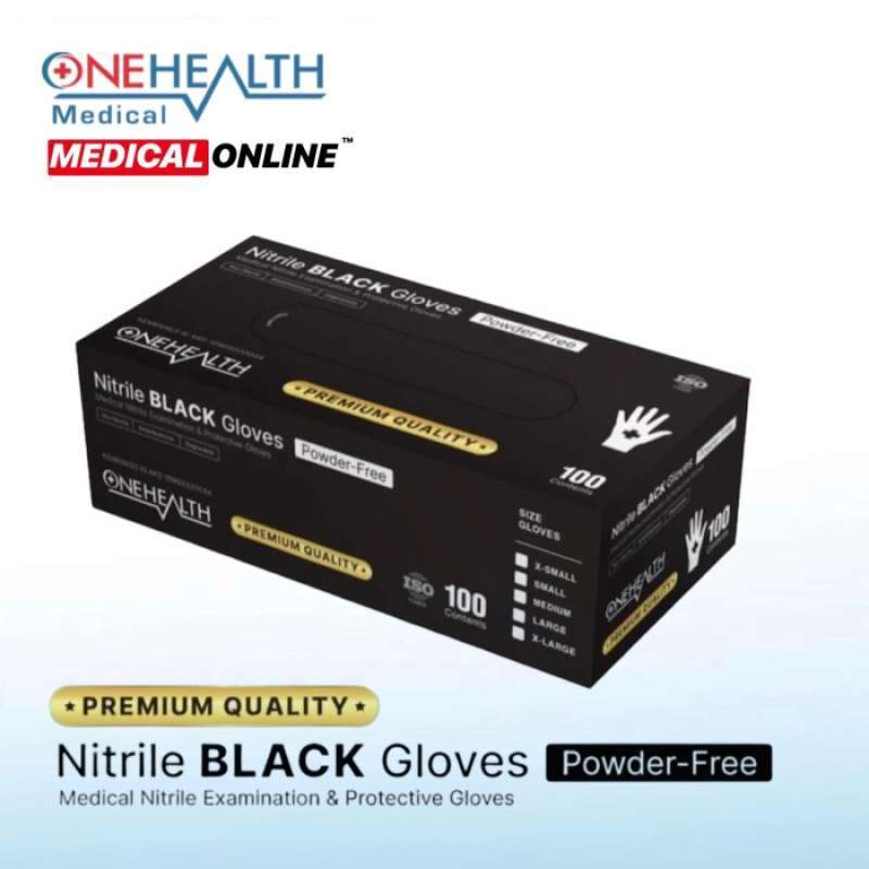 Jual Onehealth Nitrile Black Powder Free Sarung Tangan Medical Online ...