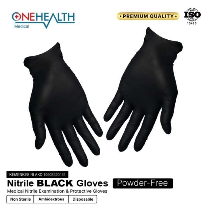 Jual Onehealth Nitrile Black Powder Free Sarung Tangan Medical Online ...
