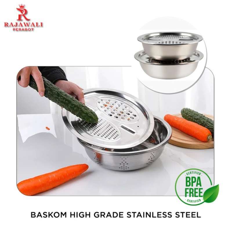 Jual Baskom Parutan / Baskom Stainless Serbaguna 26cm 1 Set = 3 Pcs Di ...