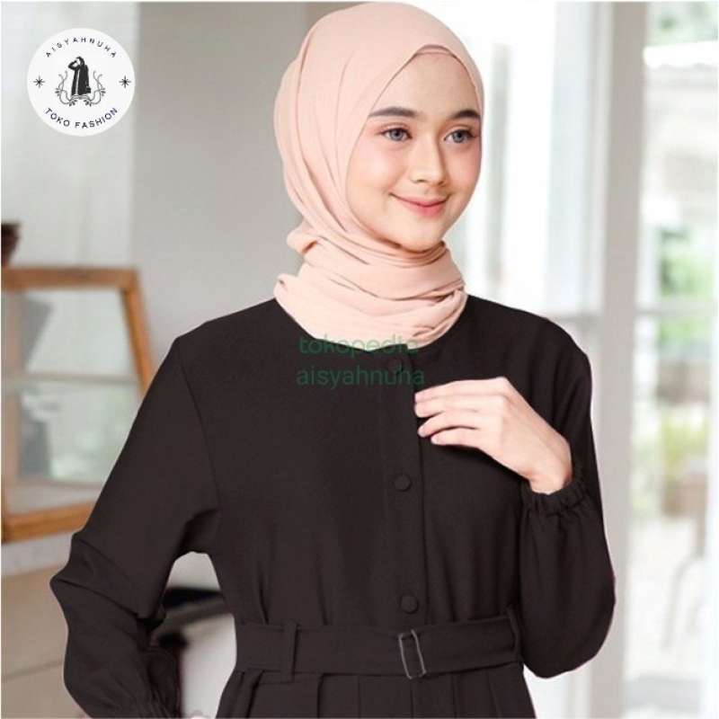 Promo Tren Baju Gamis Aisyah Polos Hitam Wanita Muslimah Remaja Terbaru ...