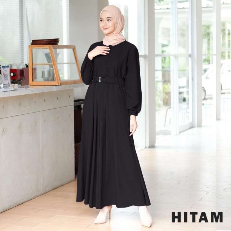 Promo Tren Baju Gamis Aisyah Polos Hitam Wanita Muslimah Remaja Terbaru ...