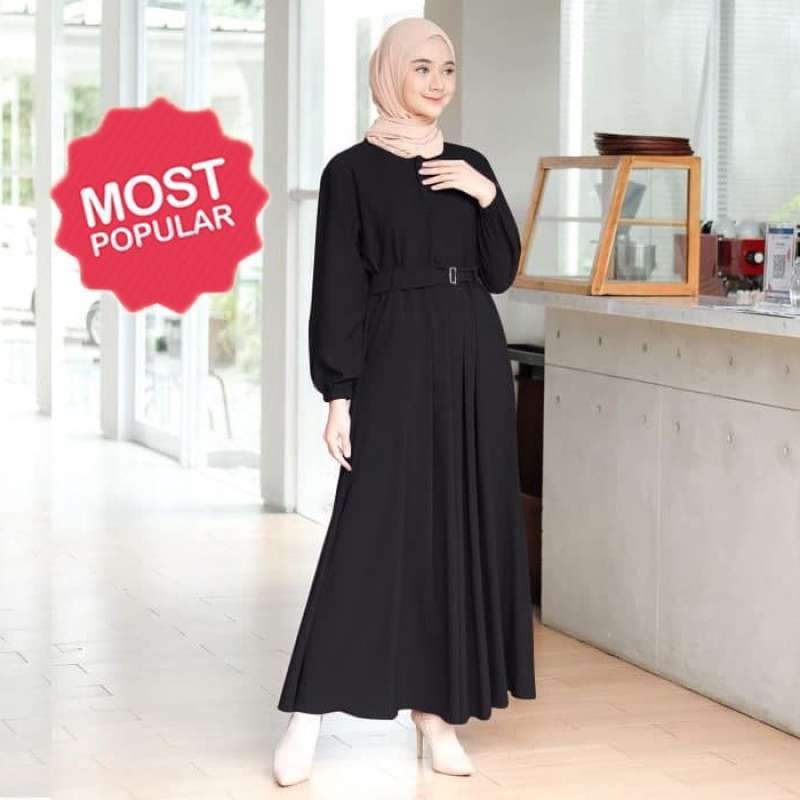 Promo Tren Baju Gamis Aisyah Polos Hitam Wanita Muslimah Remaja Terbaru ...