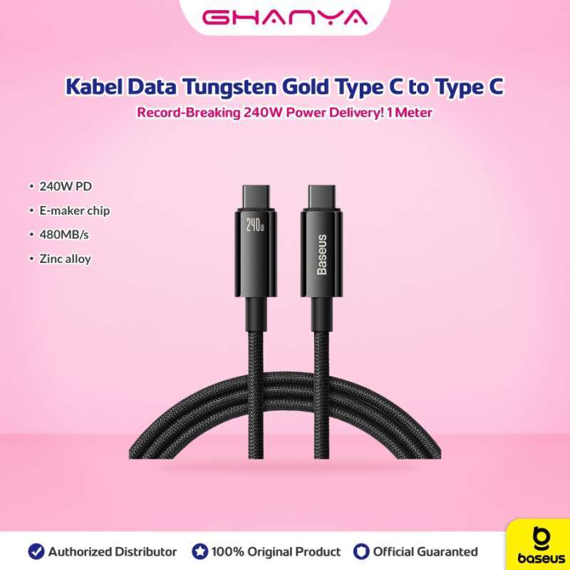 Promo Baseus Kabel Data Tungsten Gold Type C To Type C 240w 5a Pd 3.1 3a Super Fast Charging For ...