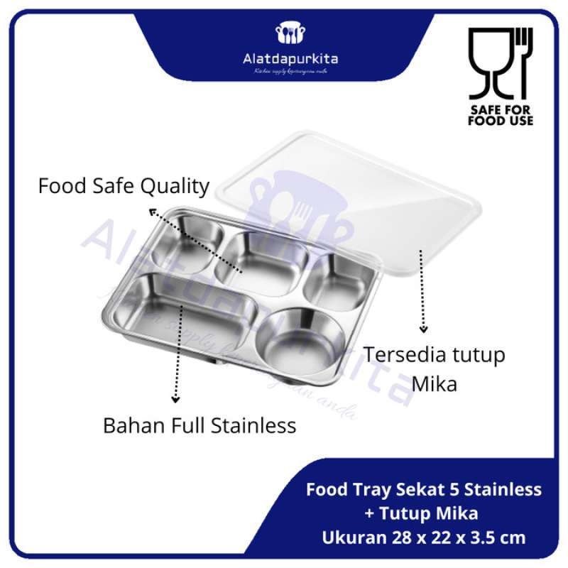 Jual Food Tray Piring Kotak Makan Lunch Bento Box Plato Sekat 5 ...