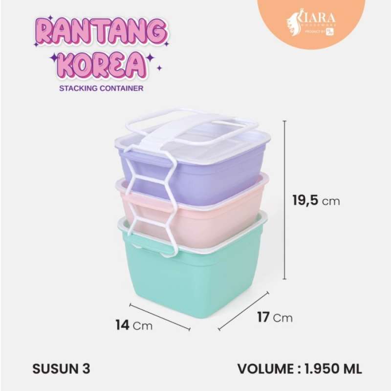 Jual Rantang Plastik Susun 3 & 4 Kotak Makan Korea Food Grade 100% Bpa ...
