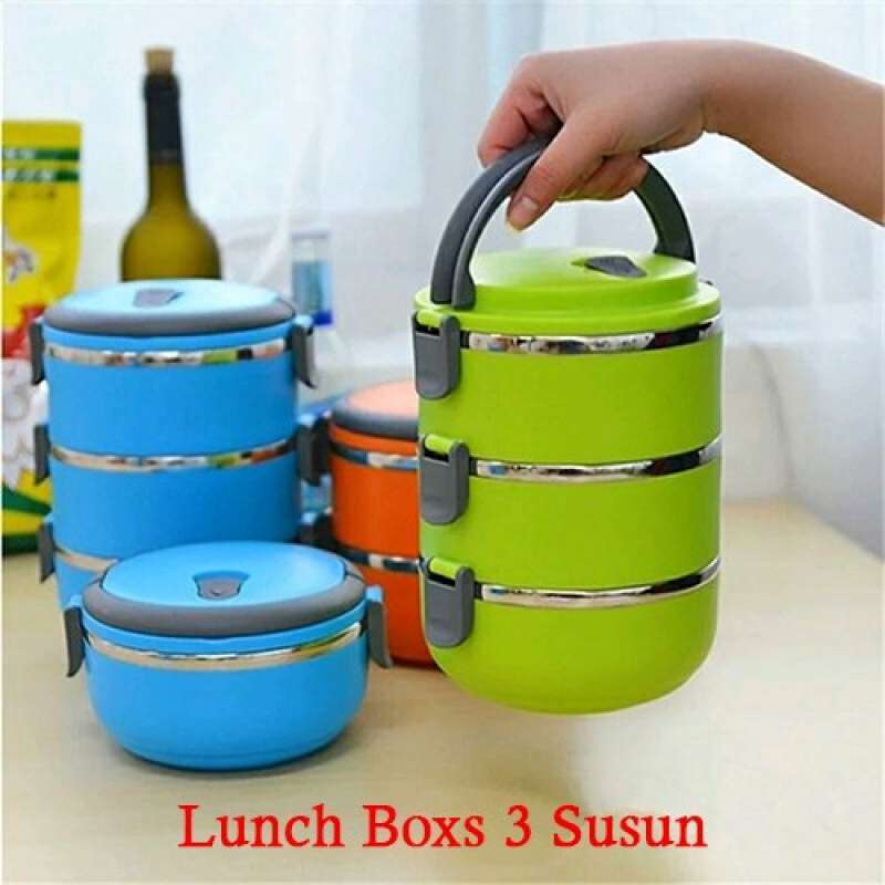 Jual Rantang Susun Tempat Makanan Stainless Lunch Box Set 3 Susun Murah ...