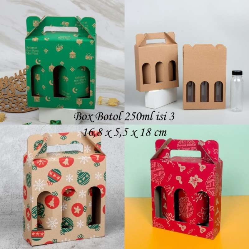 Jual Kardus Jinjing Utk 3 Botol 250ml Kotak Kemasan Minuman Dus ...