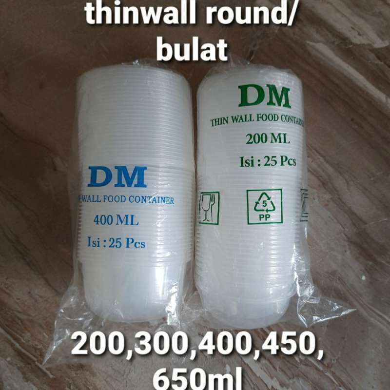 Jual Thinwall/bowl Makan Plastik Bulat 200ml,300ml,400ml,450ml,650ml @25pcs - 400ml Di Seller ...
