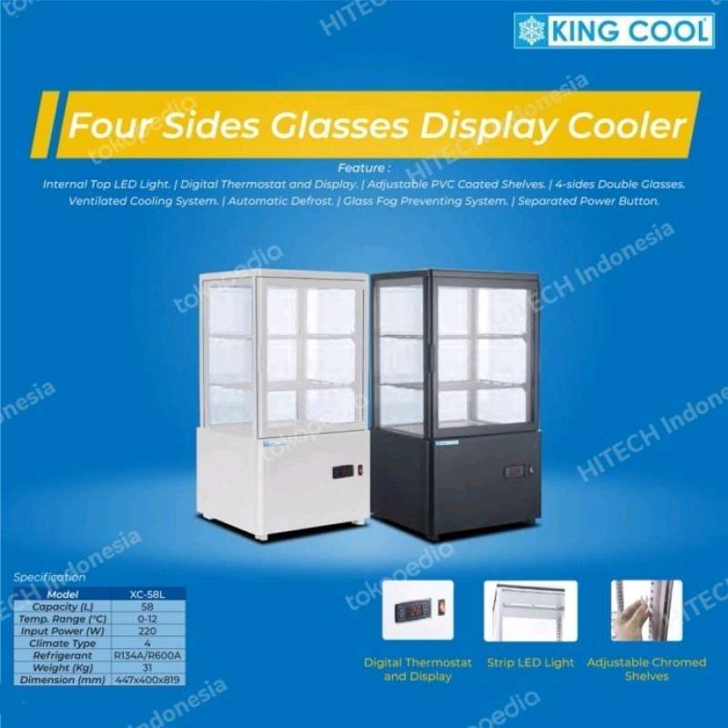 Jual Display Cooler Four Side Xc-58l Cake Showcase Pendingin King Cool Di Seller Crown ...